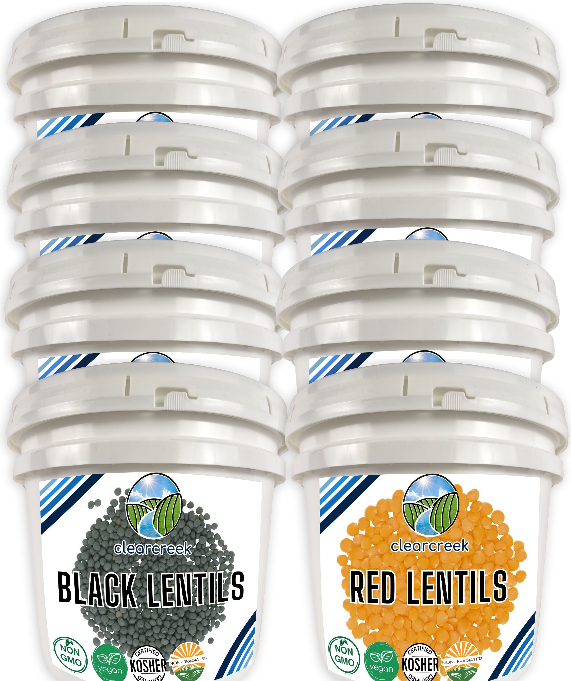 Bulk Bucket Bundle | 200 LBS Total | 25 LBS Each | Black Beans, Kidney ...