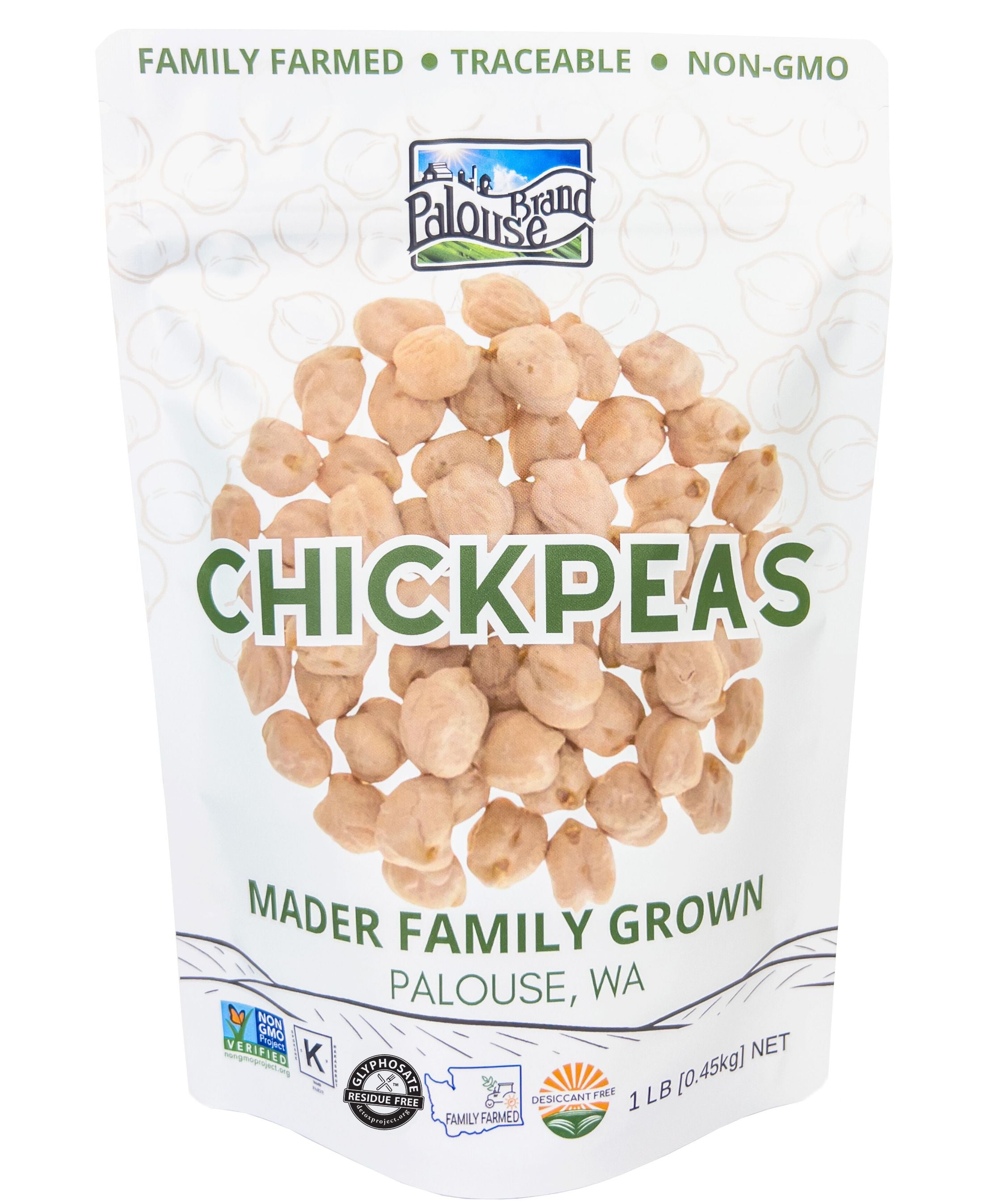 Certified Glyphosate Residue Free | Chickpeas | 1 LB – Palouse Brand